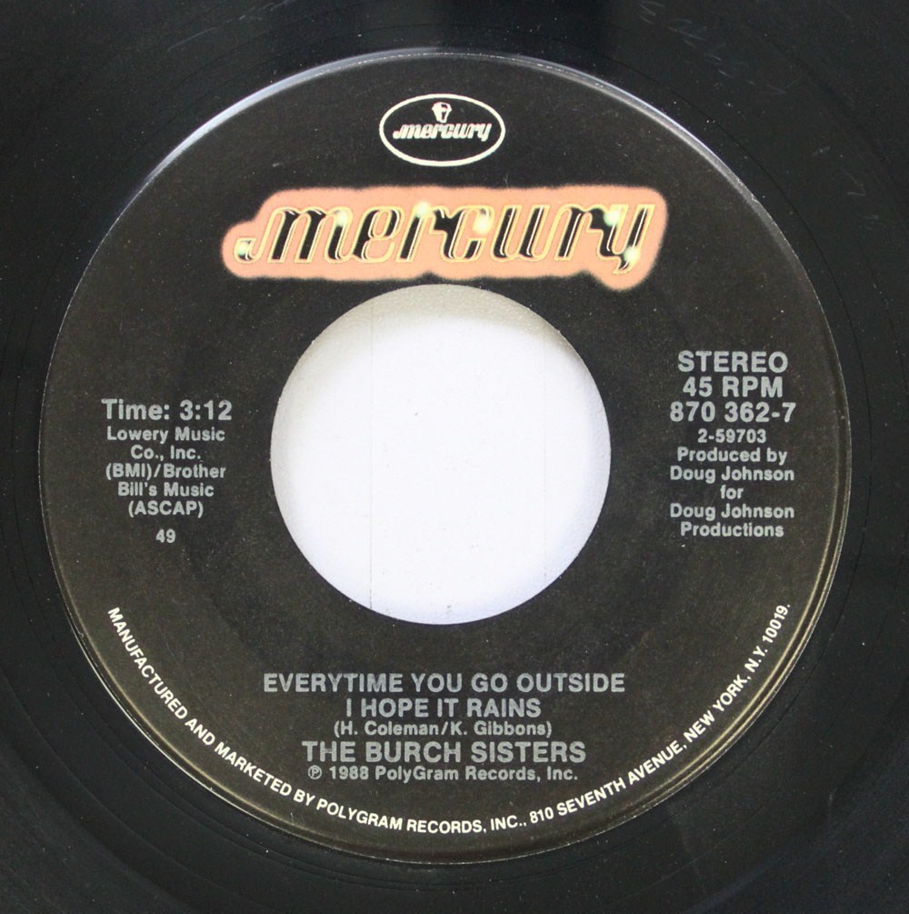 Country 45 The Burch Sisters - Open Arms / Everytime You Go Outside I ...