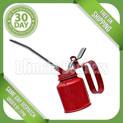 OIL CAN 1/4 PINT GARAGE PUMP THUMB LEVER ACTION STEEL METAL WITH SOLID ...