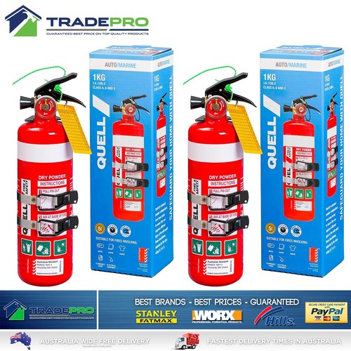 2x Quell Fire Extinguisher Auto Marine 1kg ABE Stainless Twin Latch ...