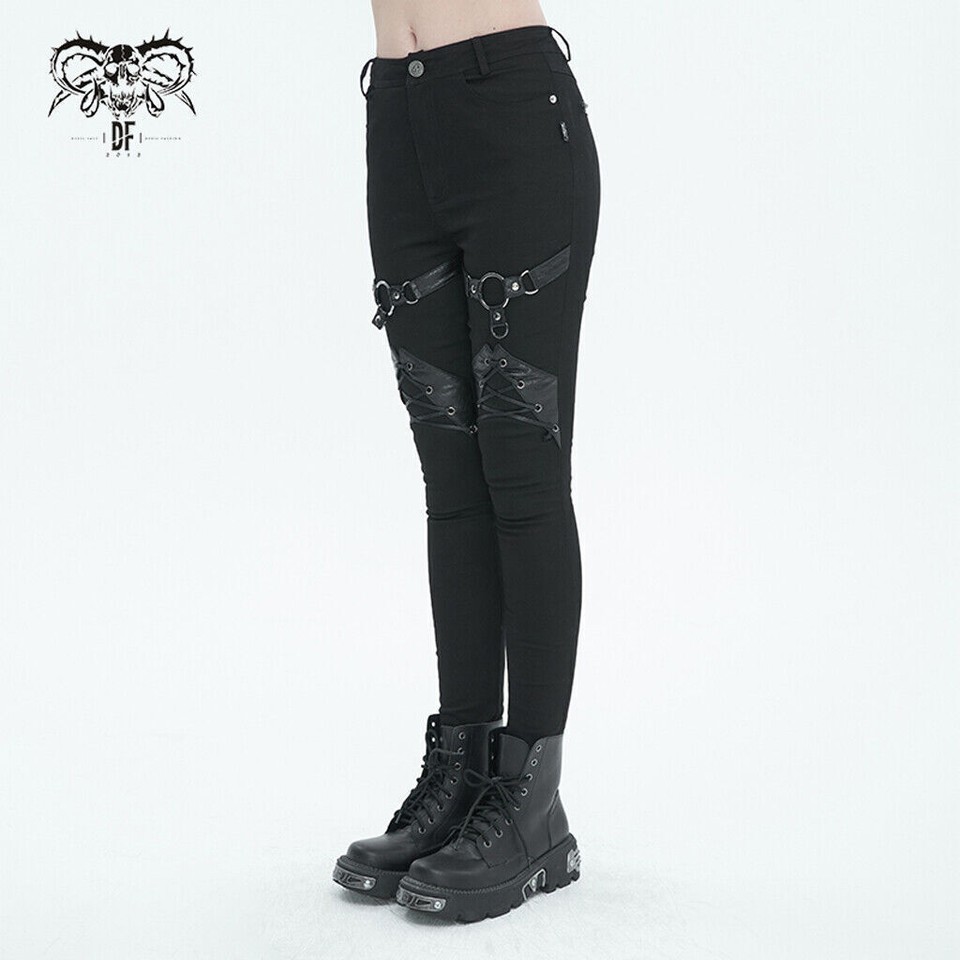 Devil Fashion Women Black Gothic Punk Long Pants Slim Fit Casual ...
