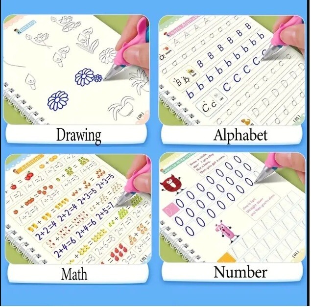 4Pc Groove Books for Kids,Magic Practice,Reusable Handwriting Workbook ...