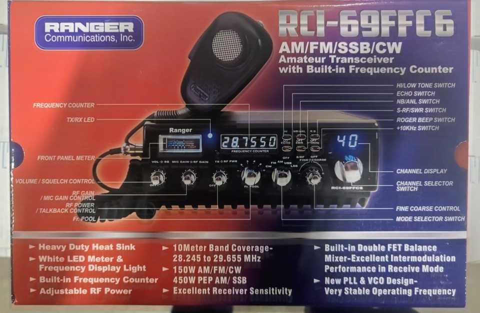 Ranger RCI-69FFC6 400+ Watts PEP Modulation SSB Very Powerful 10 Meter ...