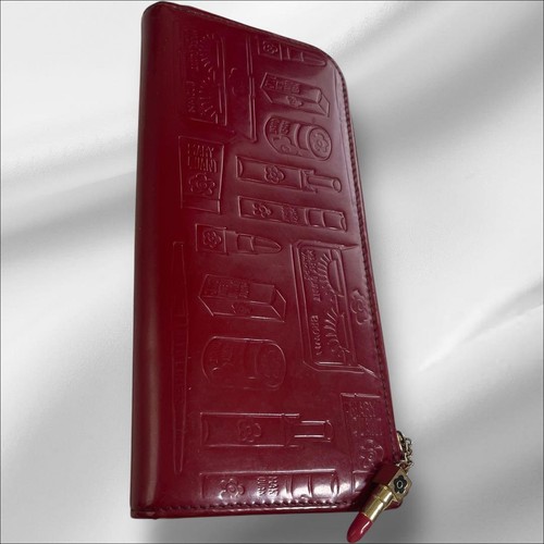 Mary Quant Red Enamel Long Wallet Lshaped Zip, Charm Used | eBay