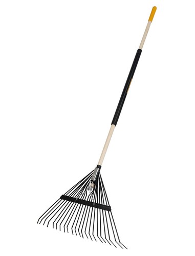 Steel Tine Leaf Rake with Hardwood/Steel Handle for Lawns, Gardening ...
