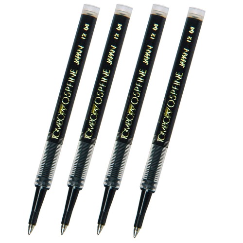 Pack of 4 Tombow Rollerball Refills, Black 0.5mm Fine Point, 55695 O5P ...