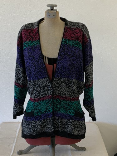 Koret Petites Womens Size Large Cardigan Padded Shoulder Cottage Granny ...