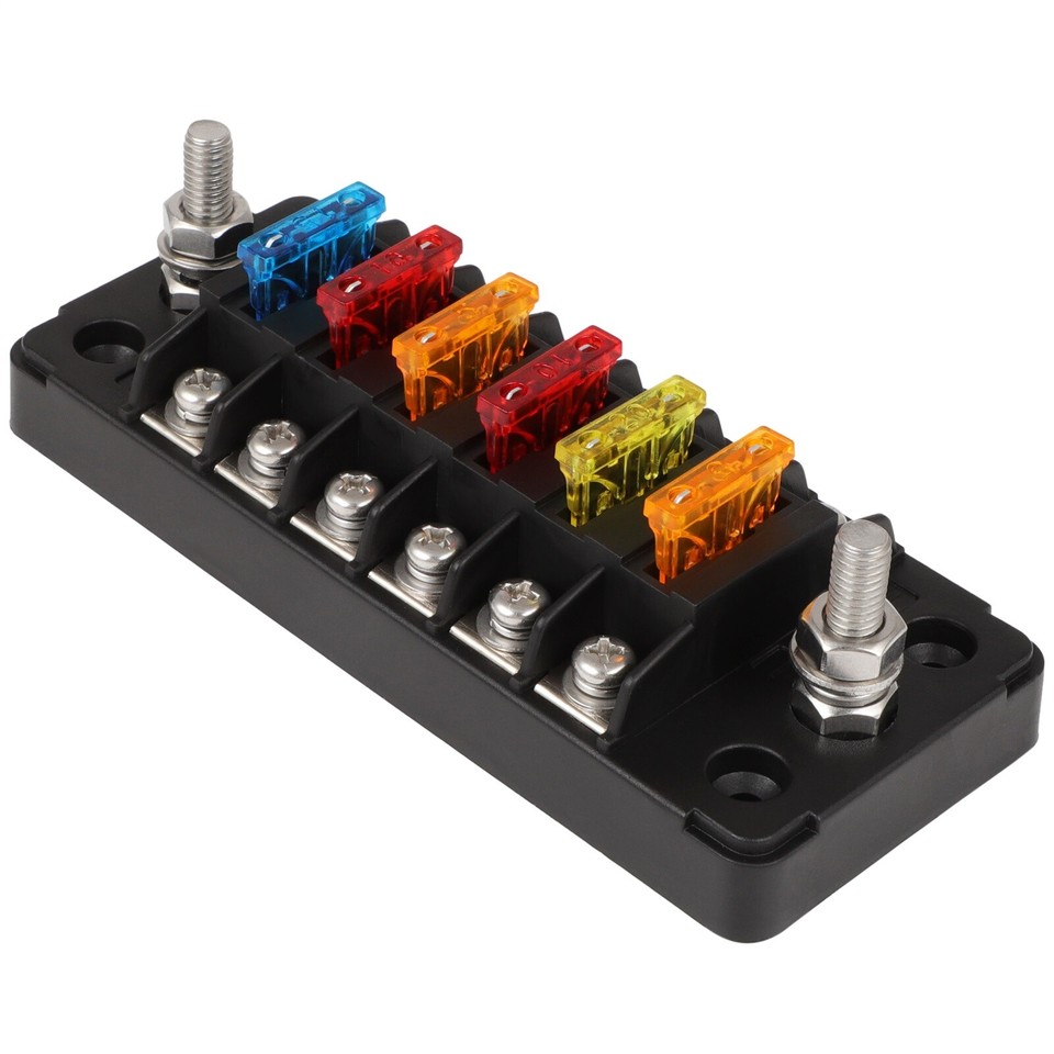 6 Way Fuse Block With Negative Fuse Box Waterproof Kit For Boat Marine ...