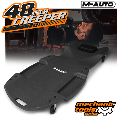 48" Black Rolling Low Profile Vehicle Mechanic Repair Creeper w/Papped ...
