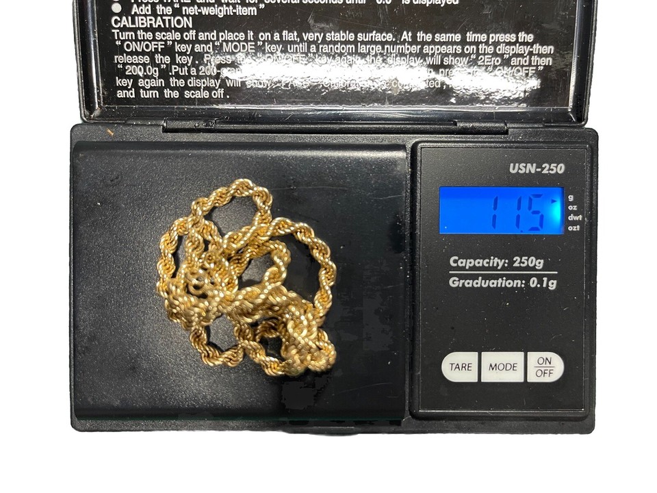 11.5 Grams 14k Yellow Gold Silk Rope Chain 18” | eBay