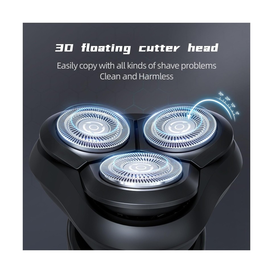 Men's Shaver Electric Rotary Razor 3D Floating Cutter Head One Hour ...