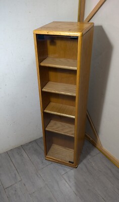 Vintage Oak Wood Rotating/Spinning CD Storage Tower Floor Rack Carousel ...