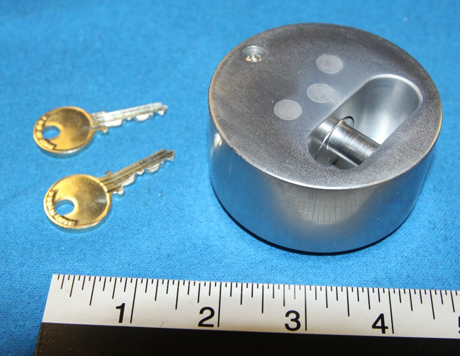 Cobra satin heavy steel puck lock with Medeco 64S locking cylinder & 2 ...
