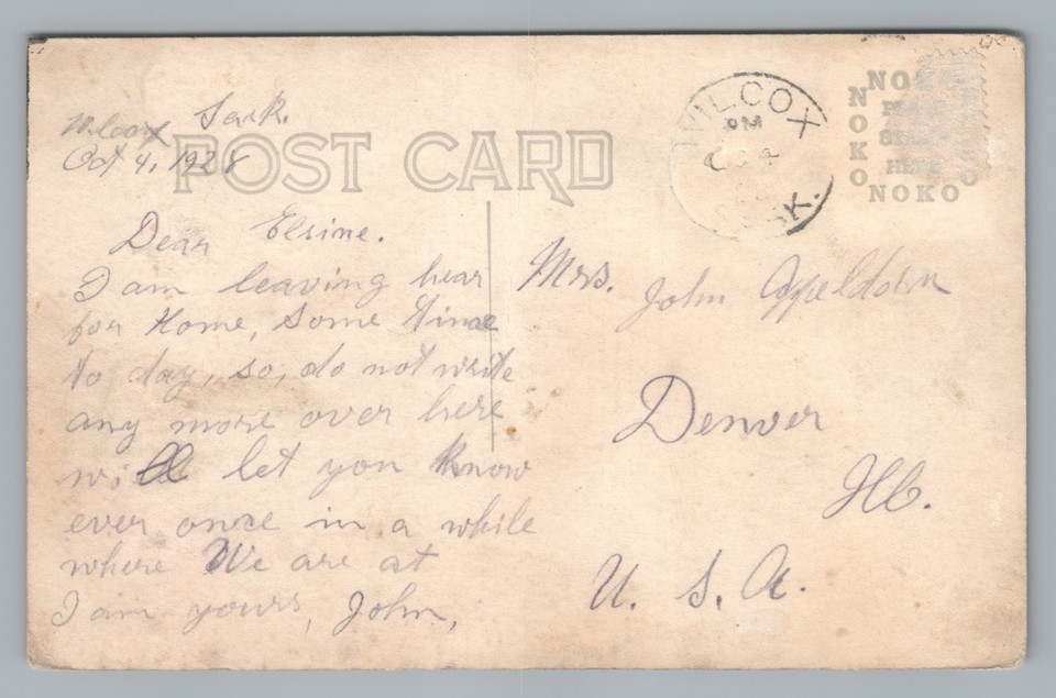 Wilcox Saskatchewan RPPC Rare Antique Photo Postcard 1928 | eBay