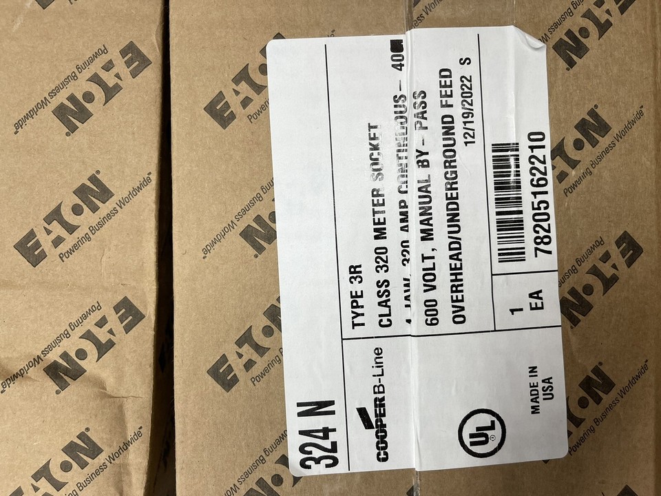 EATON 400 / 320 Amp Meter Base Socket Single Phase 324N Brand New UL ...