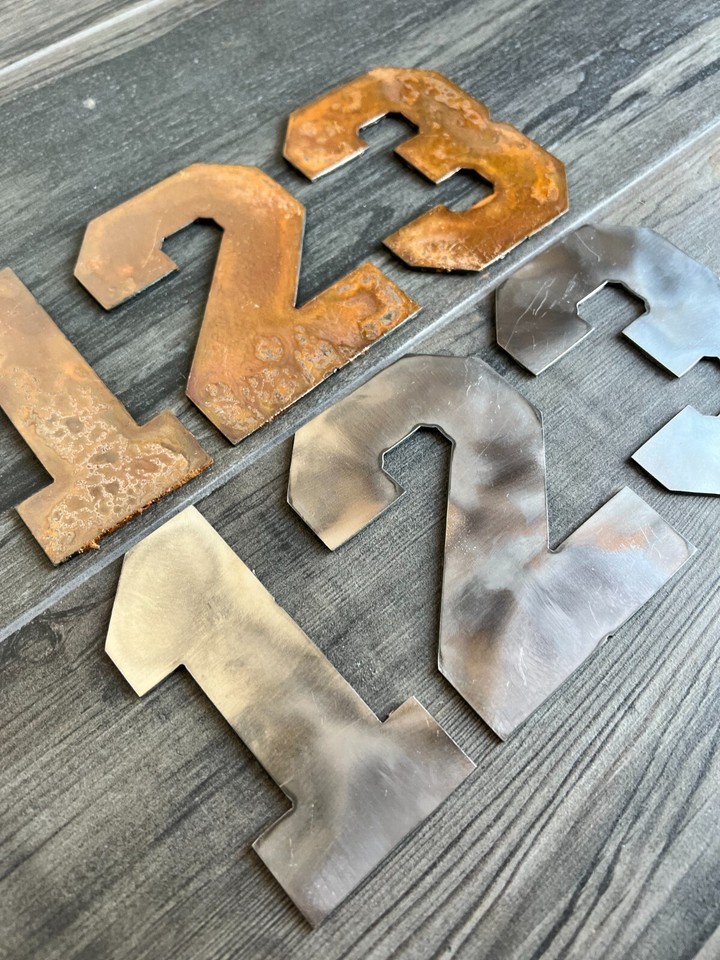 8 Inch Metal Letters & Numbers. Rusty or Natural Finish -Mounting Hole ...