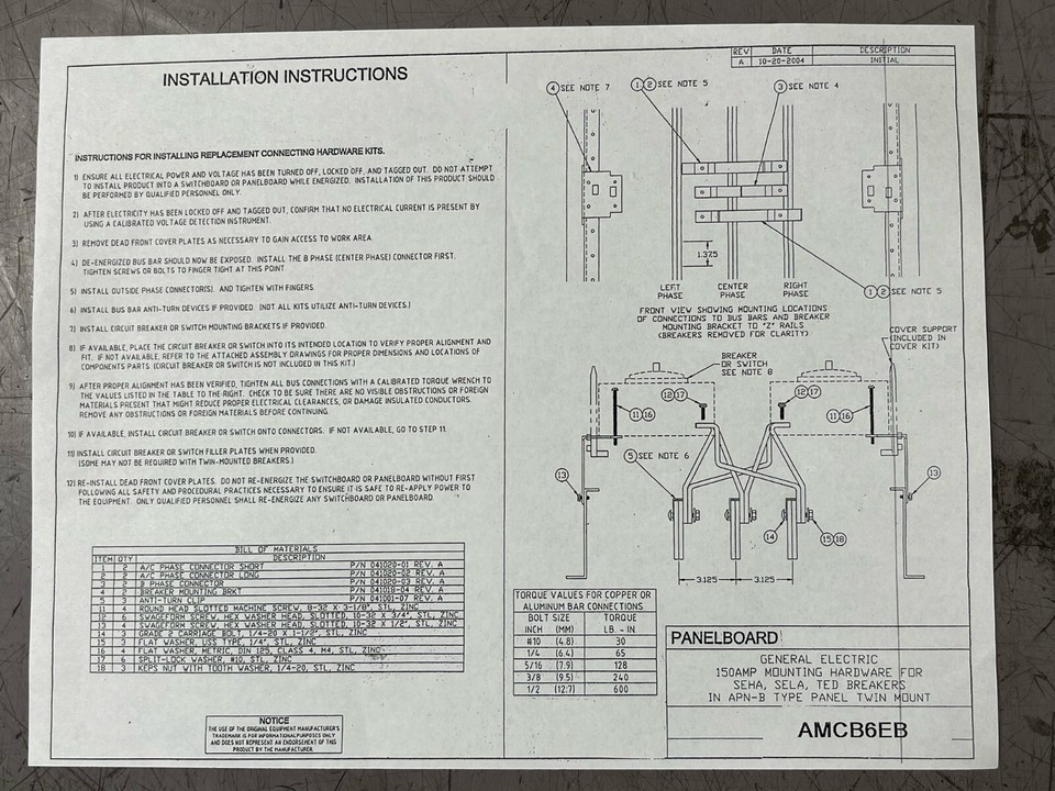 NEW AMCB6EBFP Aftermarket Replacement for GE Mounting Hardware Kit | eBay