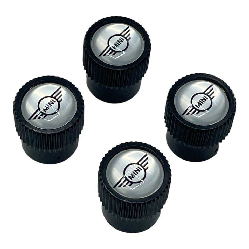 Genuine MINI Cooper Emblem Logo Black Tire Valve Stem Caps Set of 4 New ...