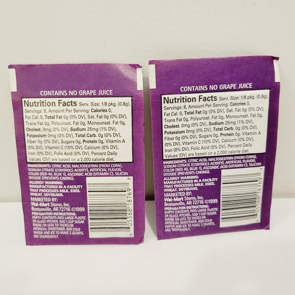 2 Vtg Great Value Grape Unsweetened Drink Mix Unopened Packages | eBay