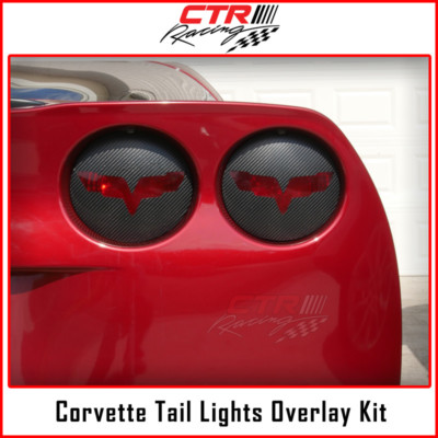C6 Corvette Tail Lights Carbon Fiber Decal Overlay Vette Logo Emblem ...