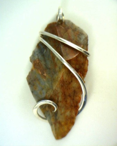 35.41ct Ohio Flint Shard Freeform in Sterling Silver Art Wrap Pendant ...
