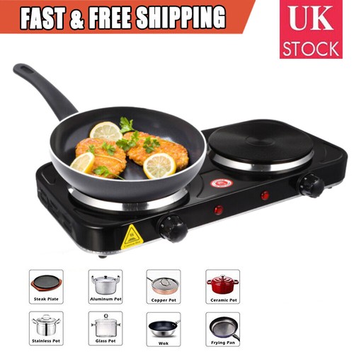 Double Ceramic Hot Plate Infrared Portable Electric Cooktop Hob 2000W ...