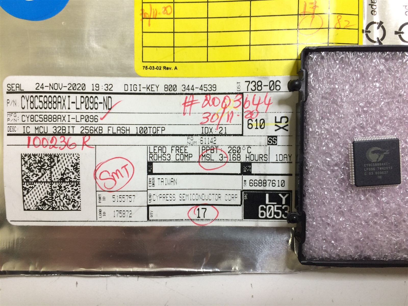 CY8C5888AXI-LP096 CYPRESS IC MCU 32BIT 256KB FLASH 100TQFP ROHS 1 UNIT ...