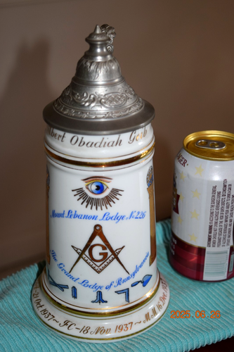 Antique 1937 Pennsylvania Grand Lodge Mason Porcelain Litho. German ...