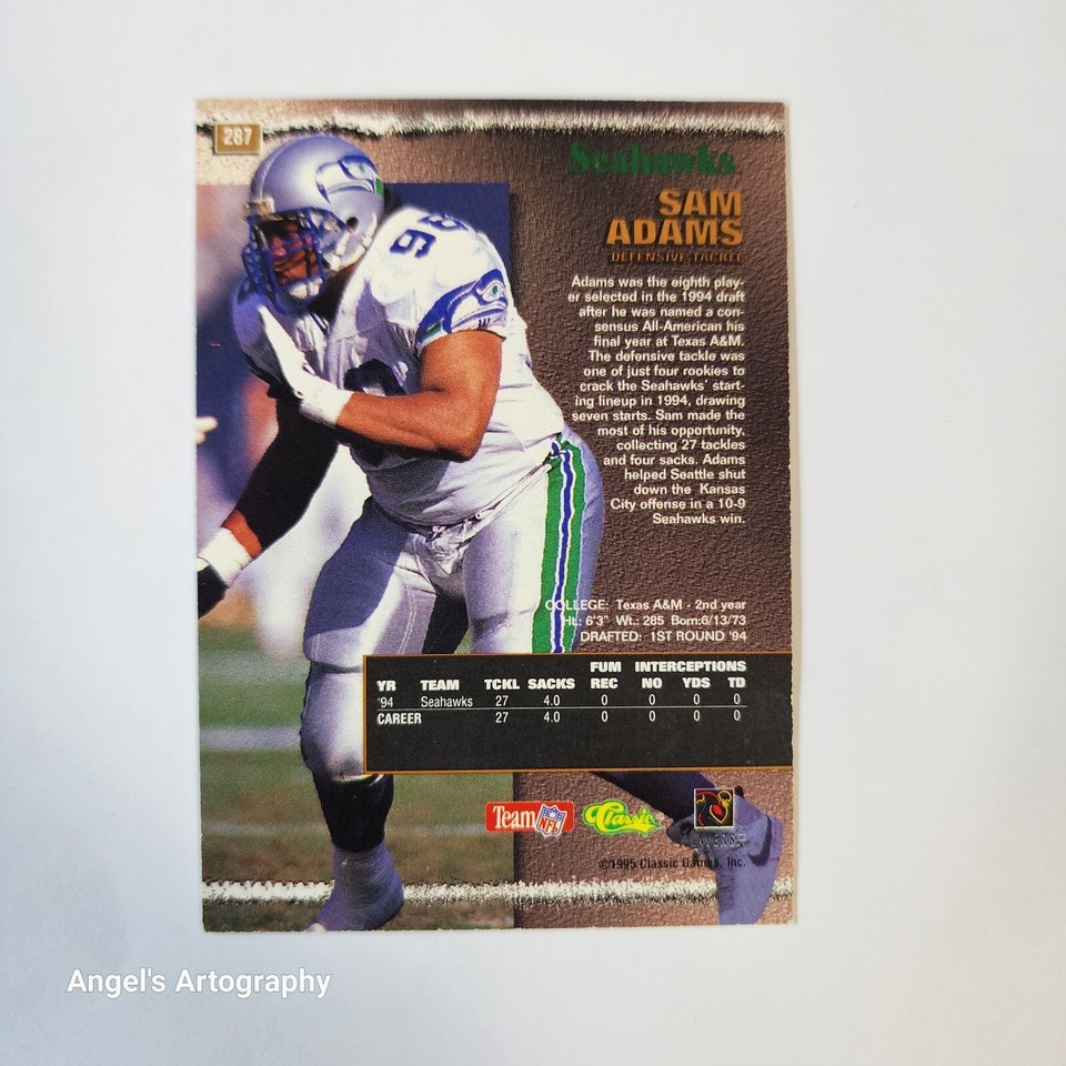 1995 Pro Line Football Card #287 Sam Adams Seattle Seahawks | eBay