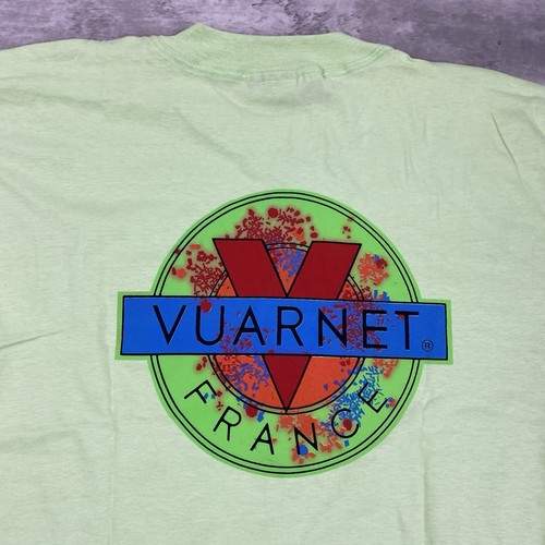 vintage 80s VUARNET FRANCE LOGO t shirt Mens XL cycling bicycles NEON green