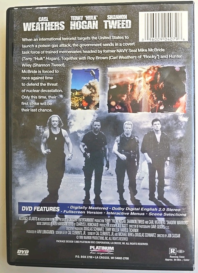 Shadow Warriors DVD Terry Hulk Hogan Carl Weathers Shannon Tweed 1999 ...