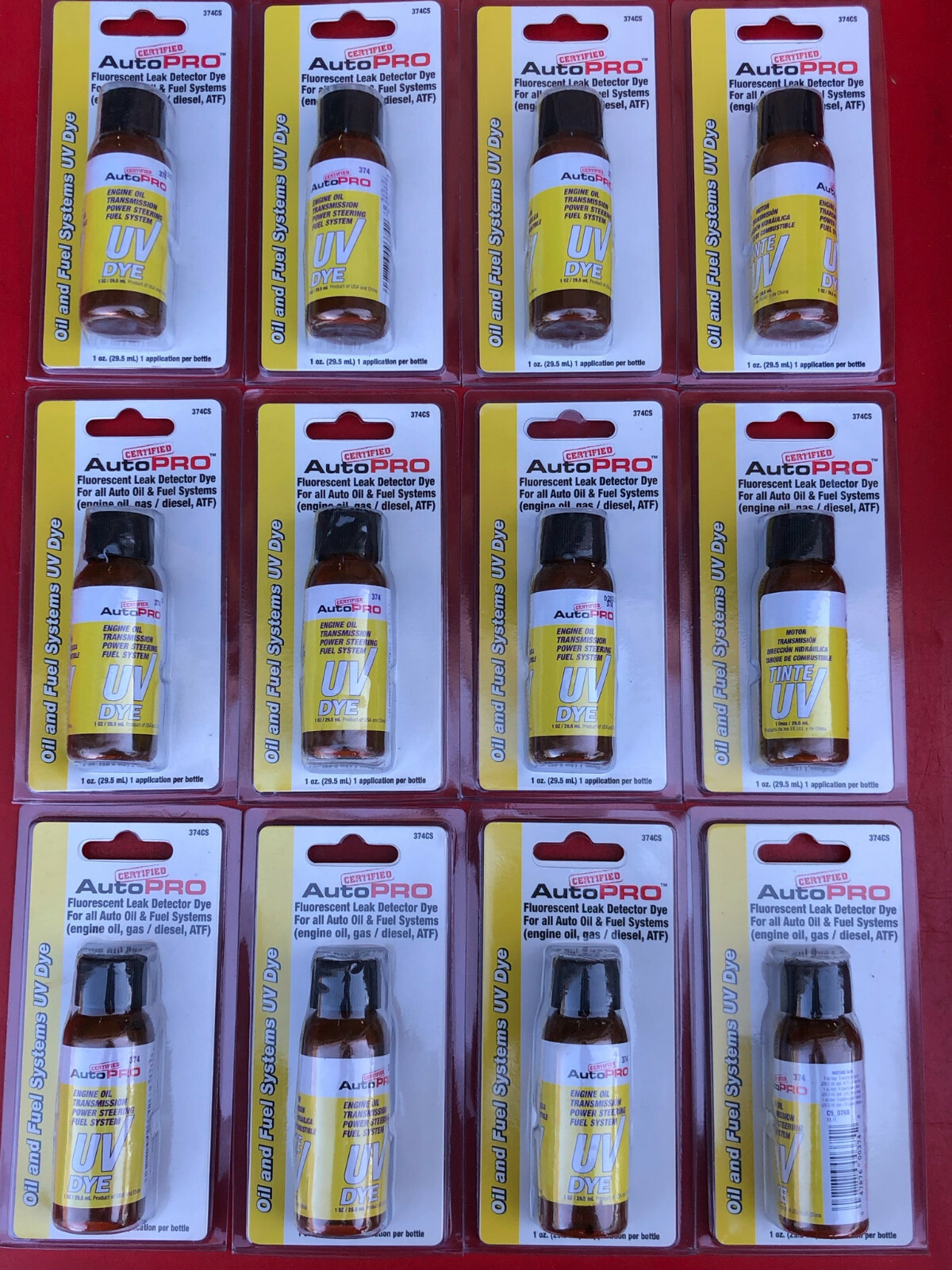 (12) ENGINE OIL TRANSMISSION & FUEL SYSTEMS UV DYE 374CS FOR AUTO GAS ...