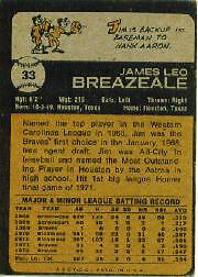 1973 Topps #33 Jim Breazeale RC Stock Photo. Condition of the actual ...