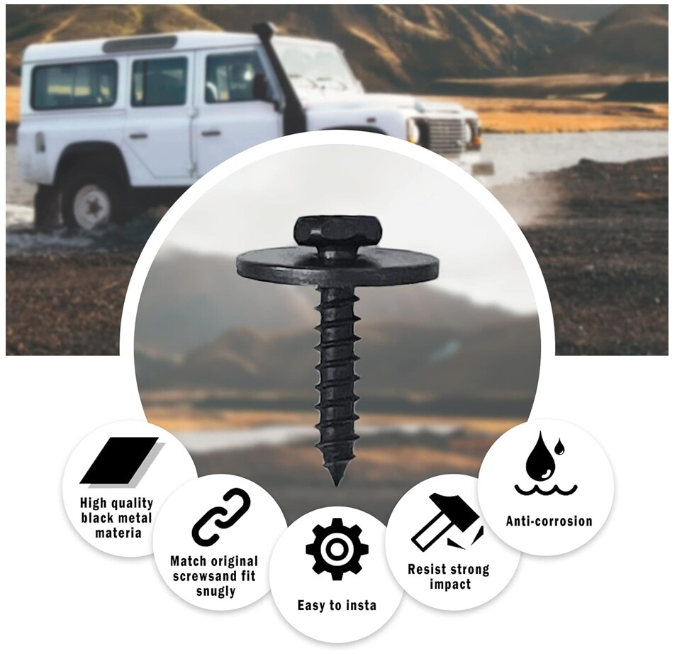 100x Black Screws 7.8mm Hex Bolts For Automotive Trim Body Panels ...