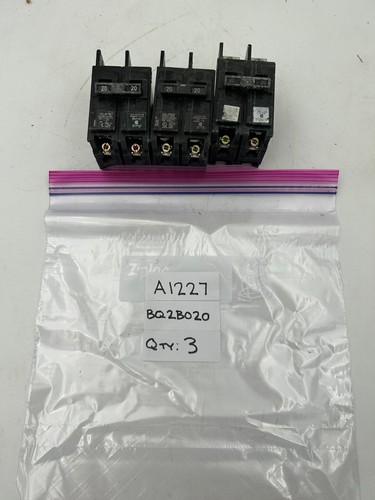 Lot of 3 ITE Siemens BQ2B020 Black 120-240V 20AMP Type BQ 2 Pole ...
