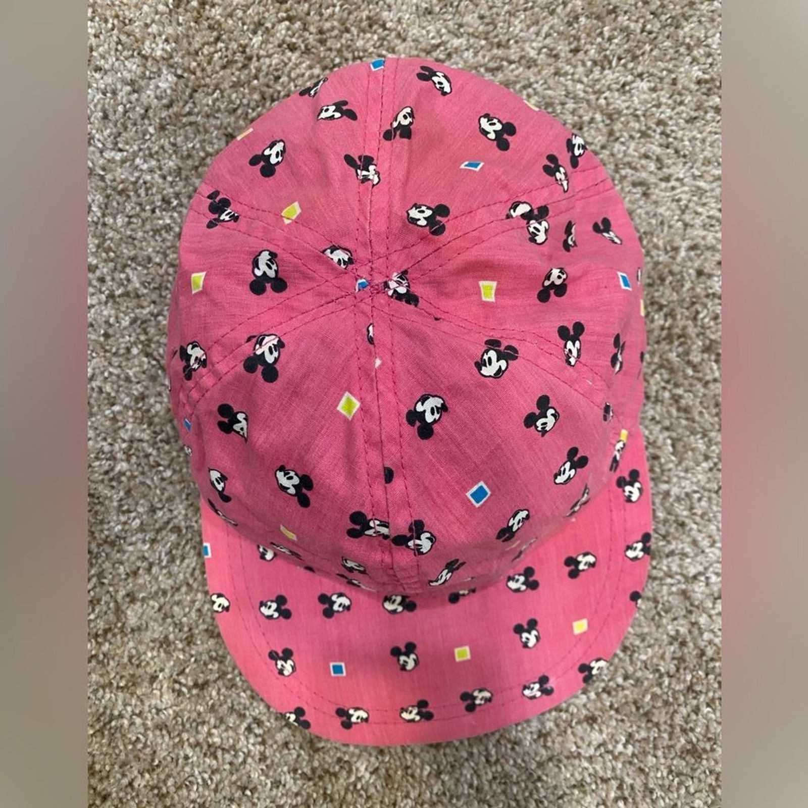 Vintage Disney Mickey Mouse Pink All-Over Print 90s Elastic Back Hat ...