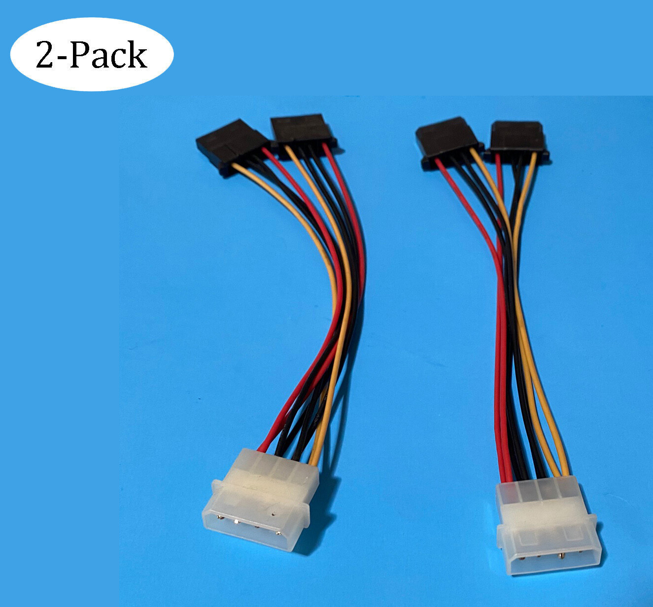 NEW 2-PACK Internal Power Supply 4Pin Y Adapter Cable,Molex PC ...