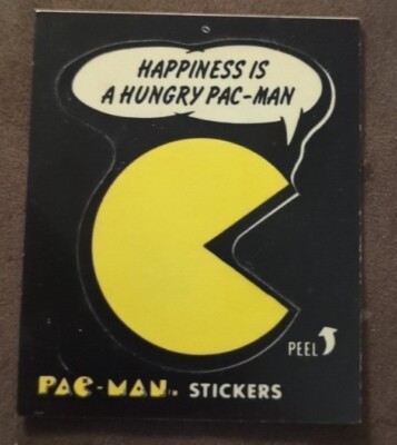 1980 Fleer PAC-MAN #51 Happiness Hungry Sticker card Bally Midway Blue ...