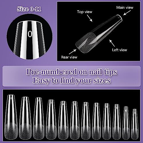 Clear Coffin Nail Tips, Gel Nail Tips for Acrylic 240PCS Full Cover ...
