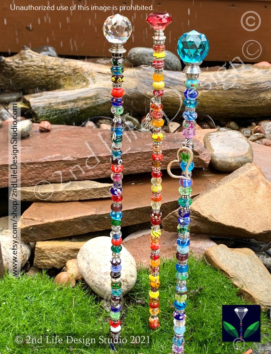DIY Beaded Garden Stakes Kit Fairy Wand Decorations 101 Piece Beaded ...