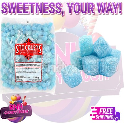 2KG Stockley's Blue Raspberry Cubes Traditional Retro Sweets Pick n Mix ...