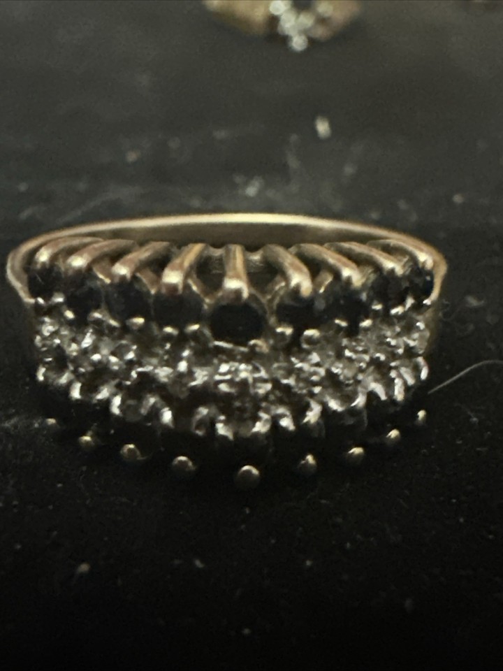 Vintage 10k Gold Diamond Crusted Sapphire Ring Size 10-11 | eBay