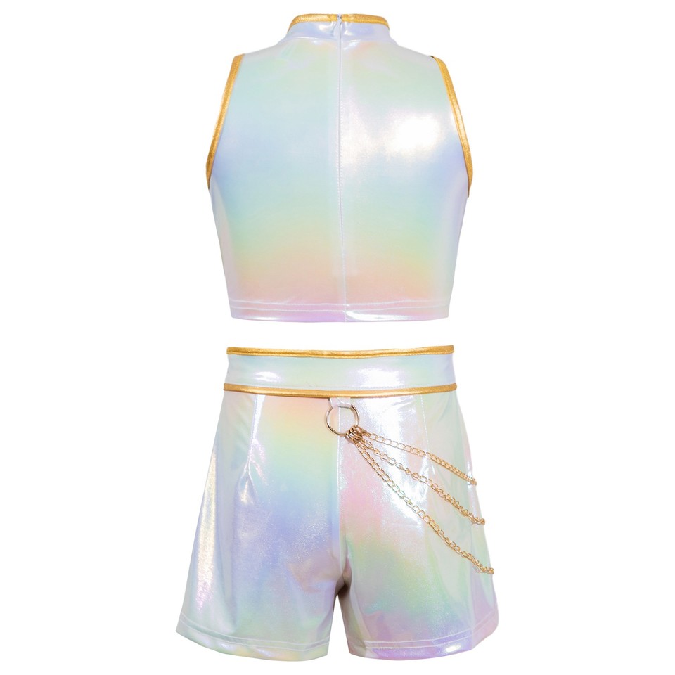 Kids Girls 3Pcs Popular Singer Outfits Demons Gloss Tank Crop Top and ...