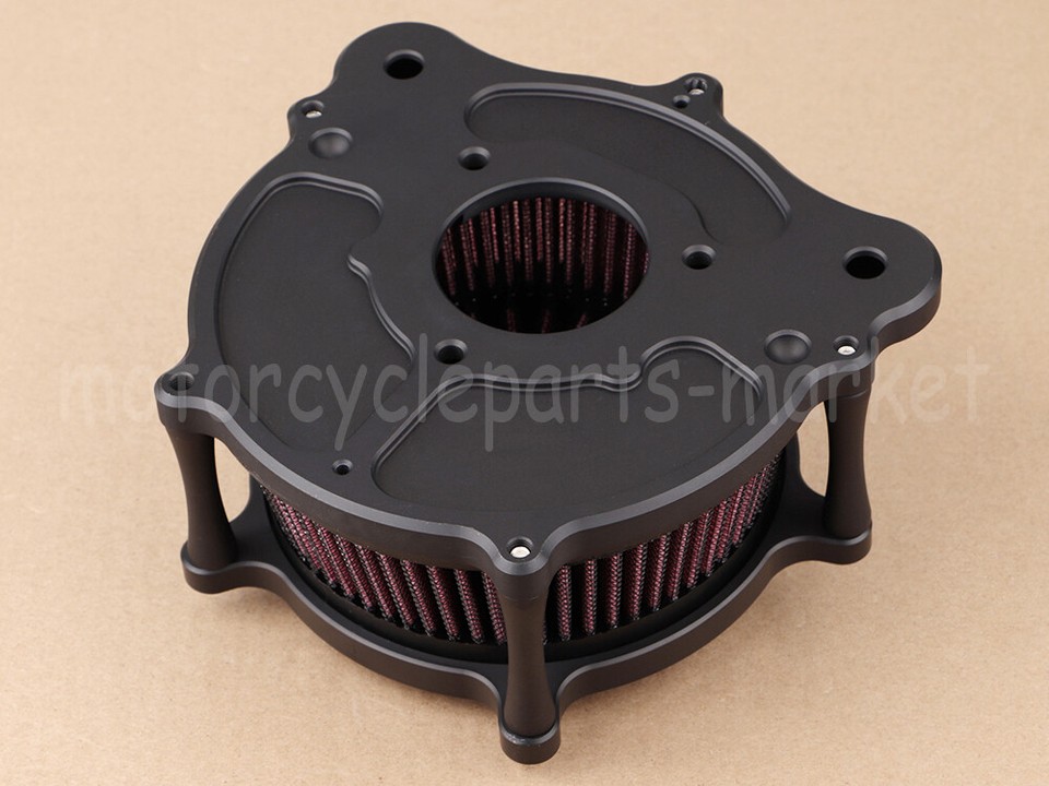 Turbine Matte Black Air Cleaner Red Intake Filter Kit for Harley ...