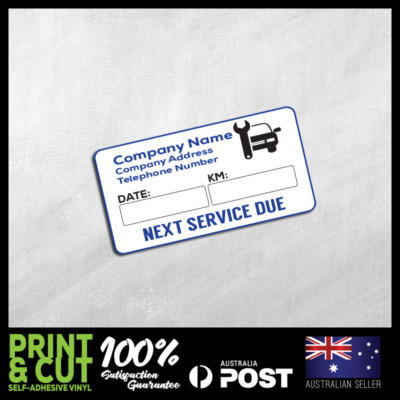 10x Custom Next Service Due Label Stickers 65x35mm Maintenance Vehicle ...