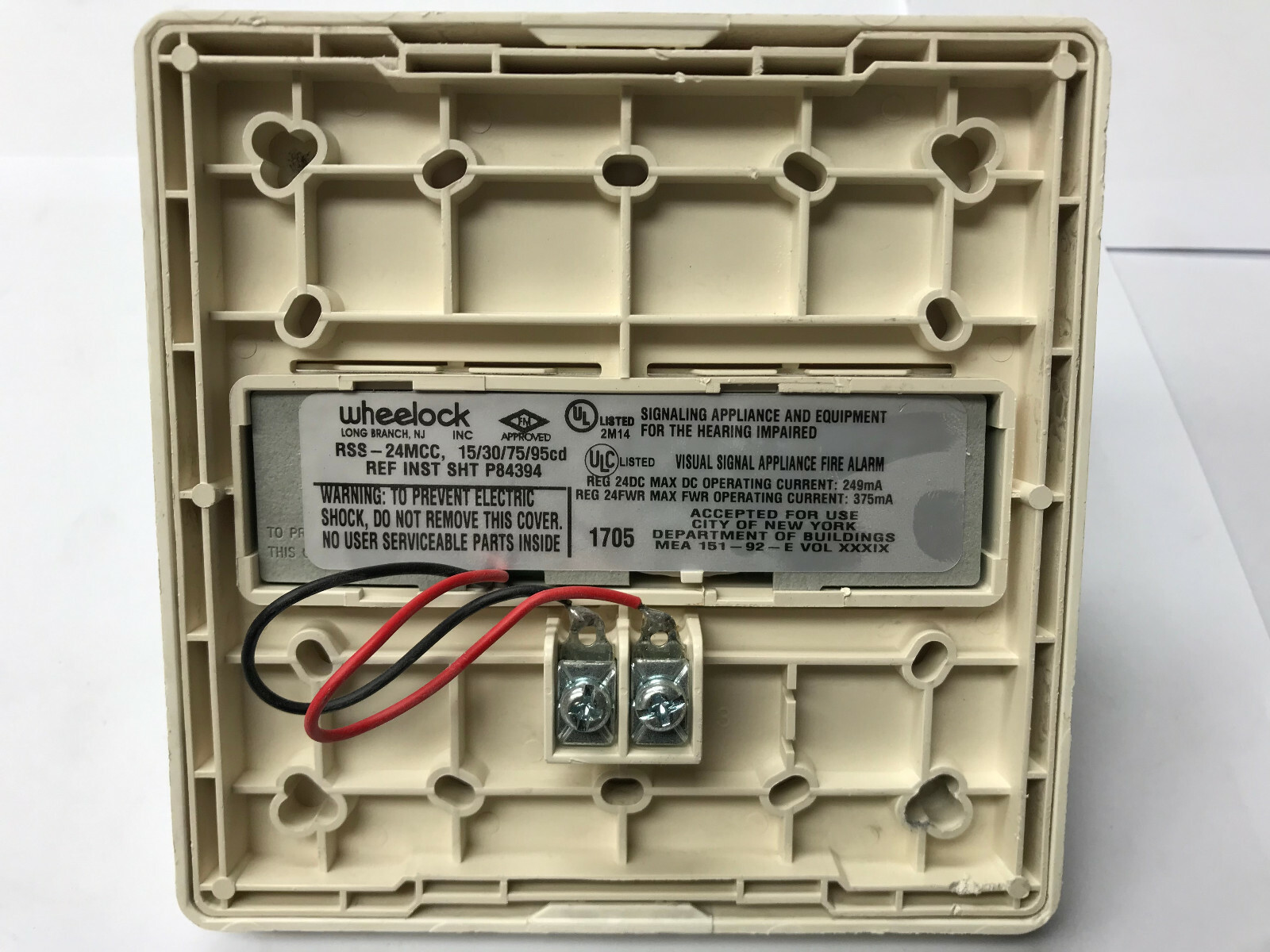 Wheelock Rss-24mcc Fire Alarm Remote Strobe Ceiling White Ed54 for sale ...