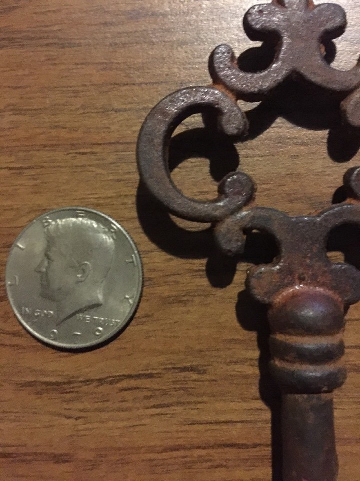 Victorian Master Door Cast Iron Skeleton Key HUGE Cathedral Patina ...