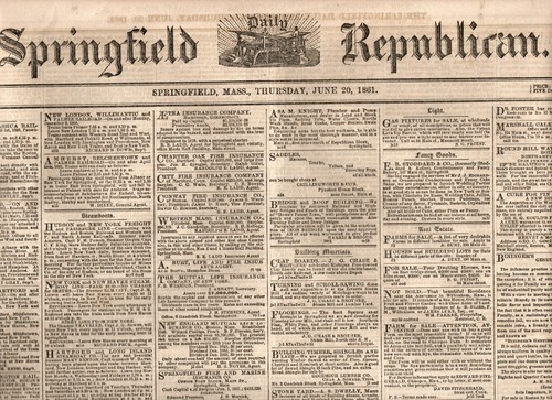 ANTIQUE NEWSPAPER Springfield Republican MA June 20 1861 CIVIL WAR ...