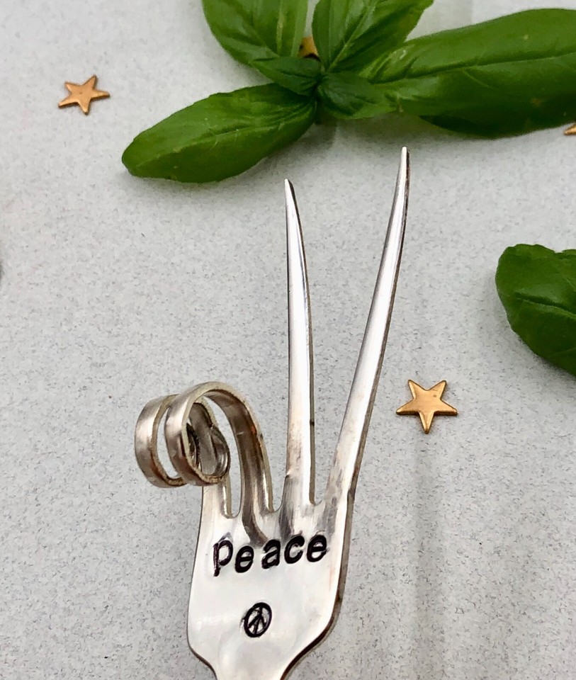 Garden Marker Plant, Peace Sign fork, recycled silverplate, Plants ...