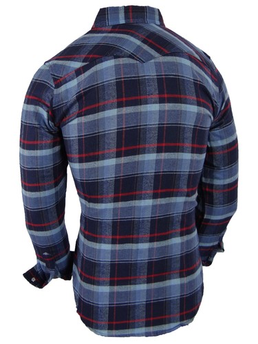 Mens Plaid Flannel Shirt Western Snap Up Flap Chest Pockets Soft 100% ...