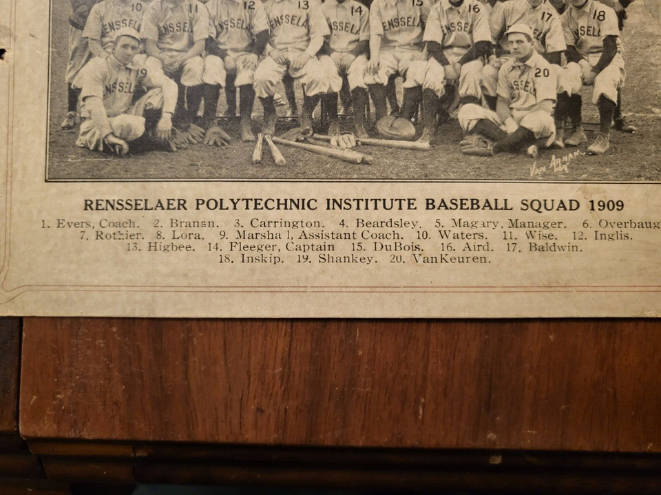 1909 Rensselaer Polytechnic Institute Baseball Postcard w/Johnny Evers ...